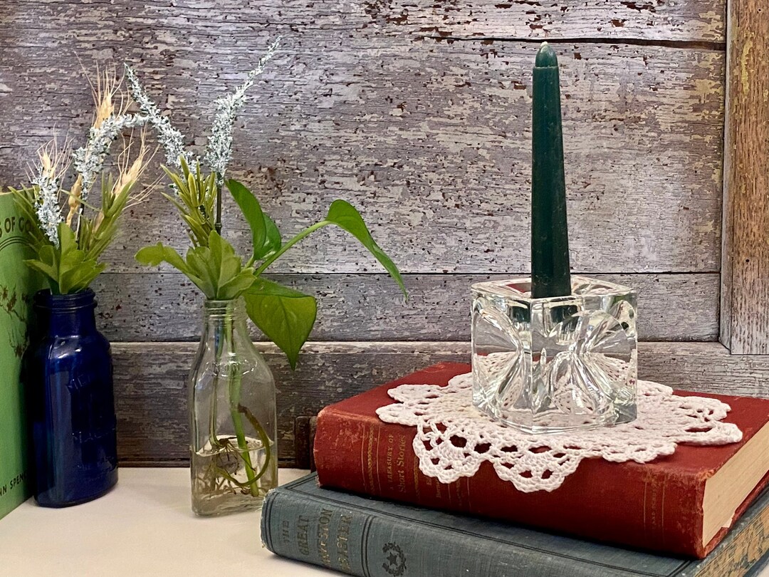 Crystal Cube Taper / Votive Candle Holder | Vintage Handmade Czech ...