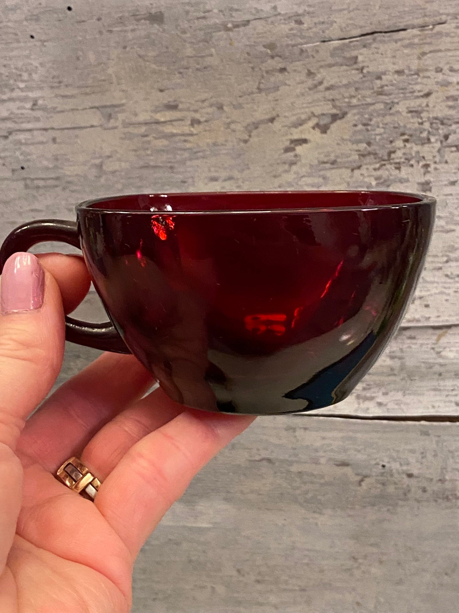 Set of 4 Vintage Square Ruby Red Glass Cups Charm Ruby - Etsy