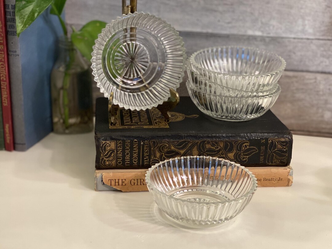 Set of 5 Vintage Clear Ribbed Glass Dessert Bowls | Queen Mary Clear by ...