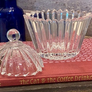Vintage Crystal Oval Box With Lid by Mikasa Diamond Fire Ribbed Cut ...