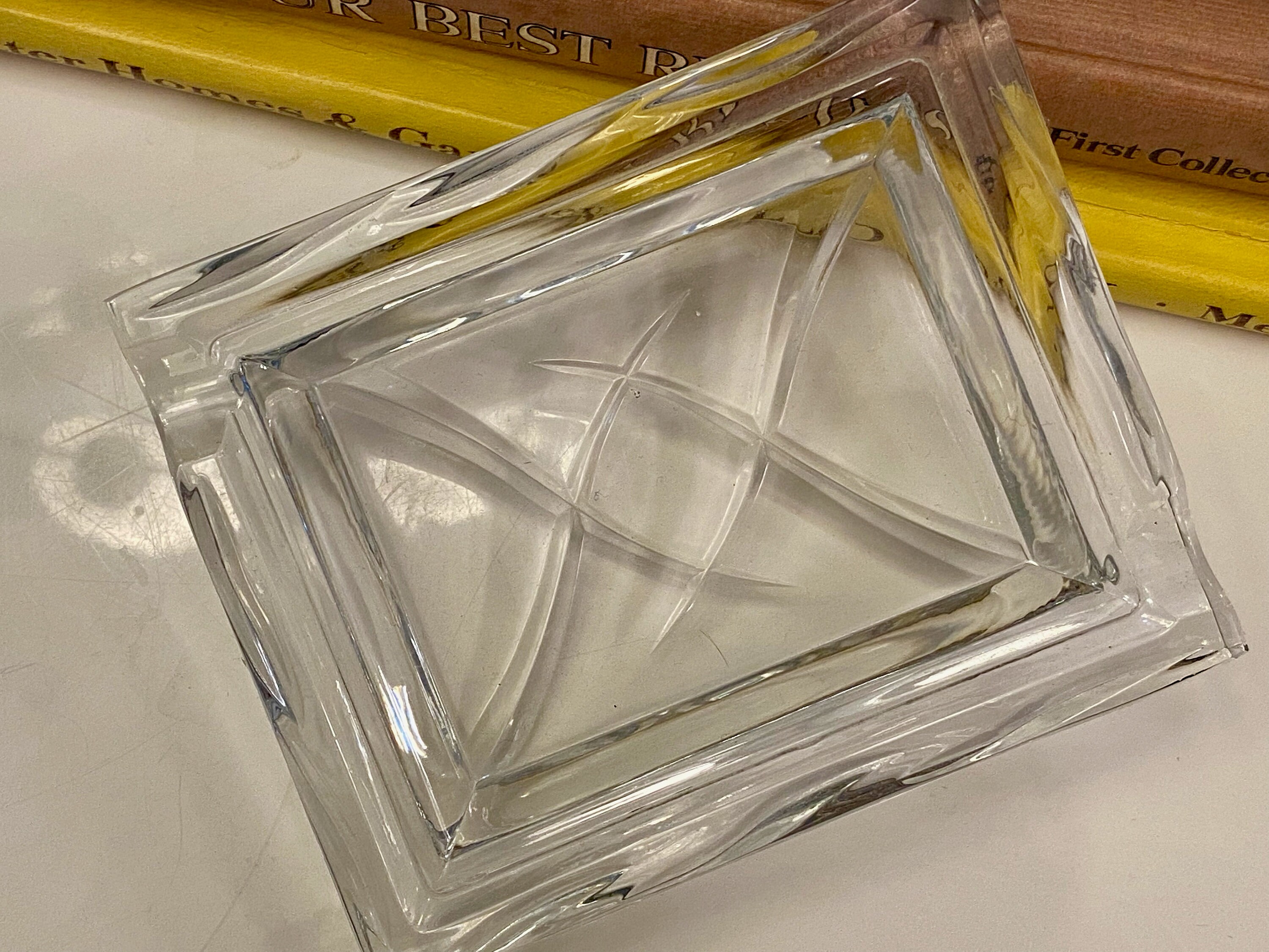 Vintage Lead Crystal Cigarette Box Ashtray | Heavy Lidded Glass Box ...