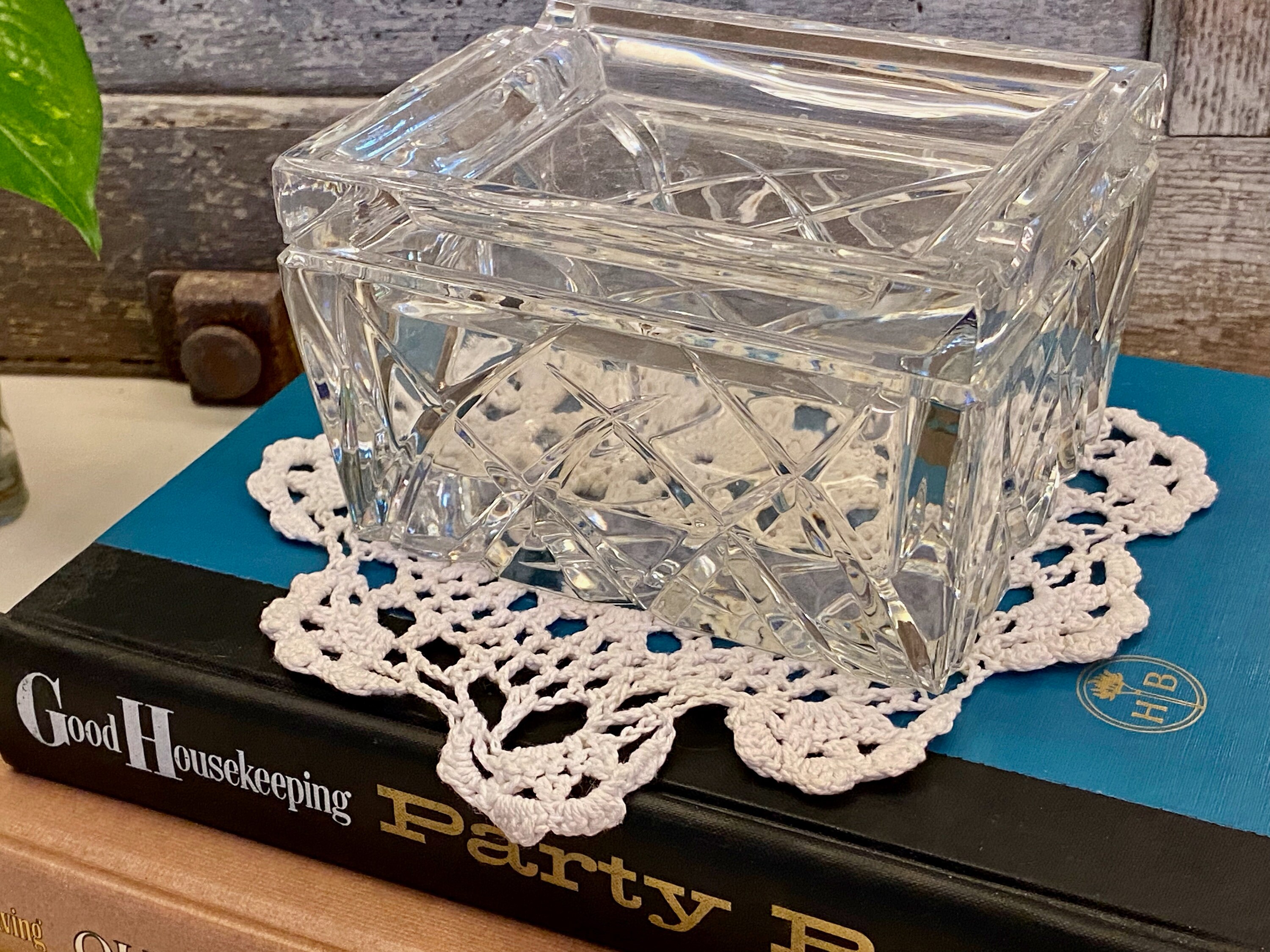 Vintage Lead Crystal Cigarette Box Ashtray | Heavy Lidded Glass Box ...