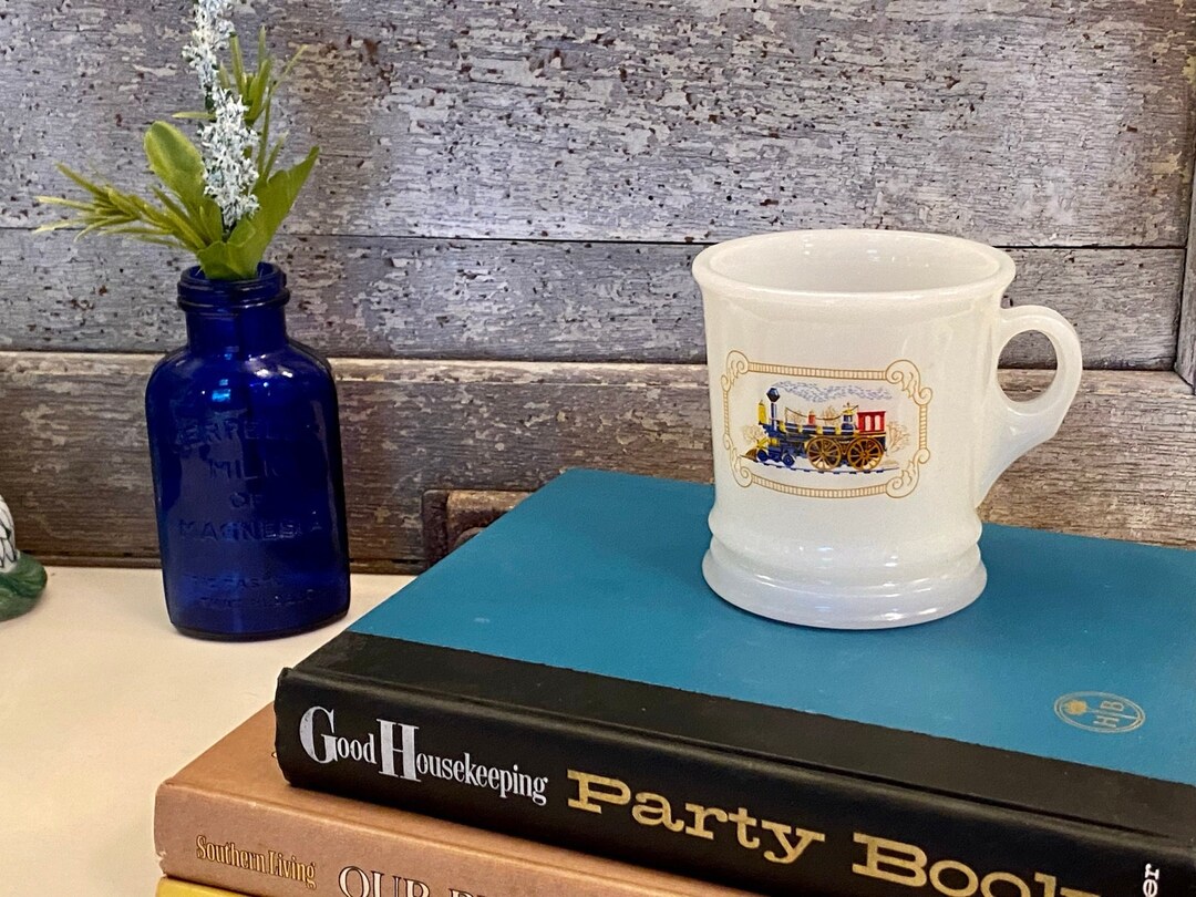 Avon Milk Glass Shaving Mug | Vintage Train Mug | Collectible Avon - Etsy