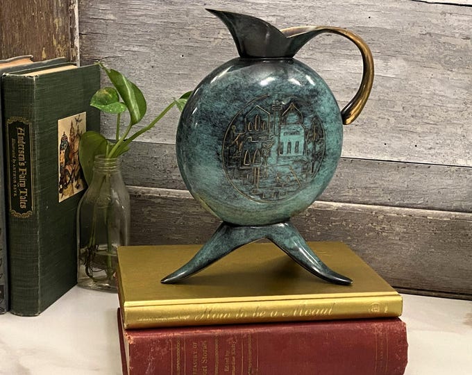 Vintage Pal-bell 3 Footed Pitcher | Israeli Themed Gifts | Bronzed ...