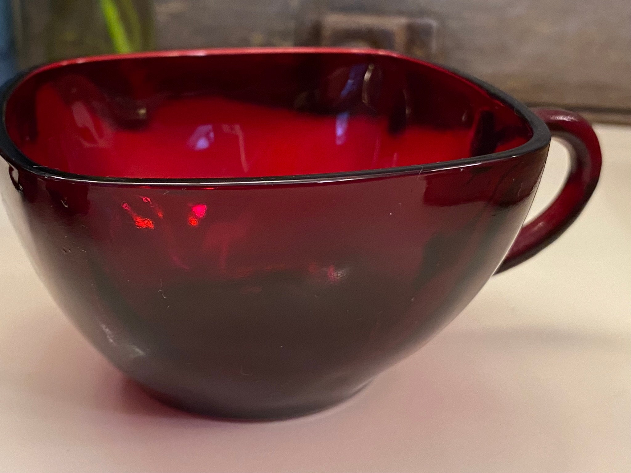 Set of 4 Vintage Square Ruby Red Glass Cups Charm Ruby - Etsy