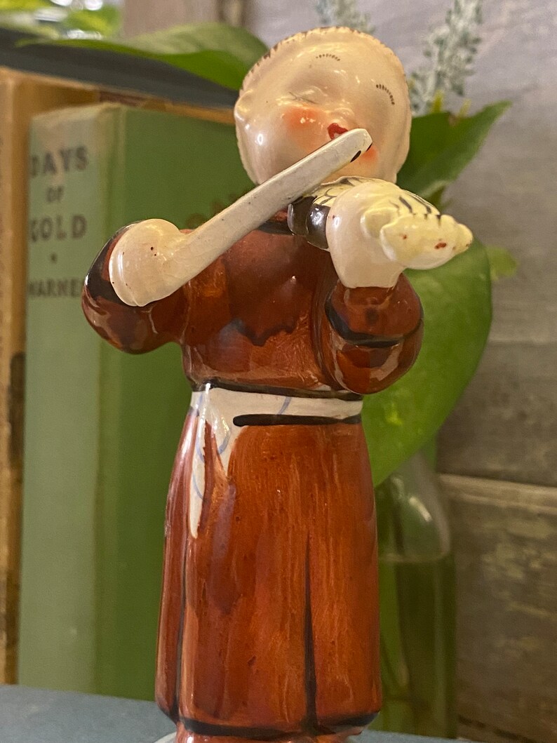 Vintage Violin Playing Monk Figurine | Hand Painted in Japan Musical ...