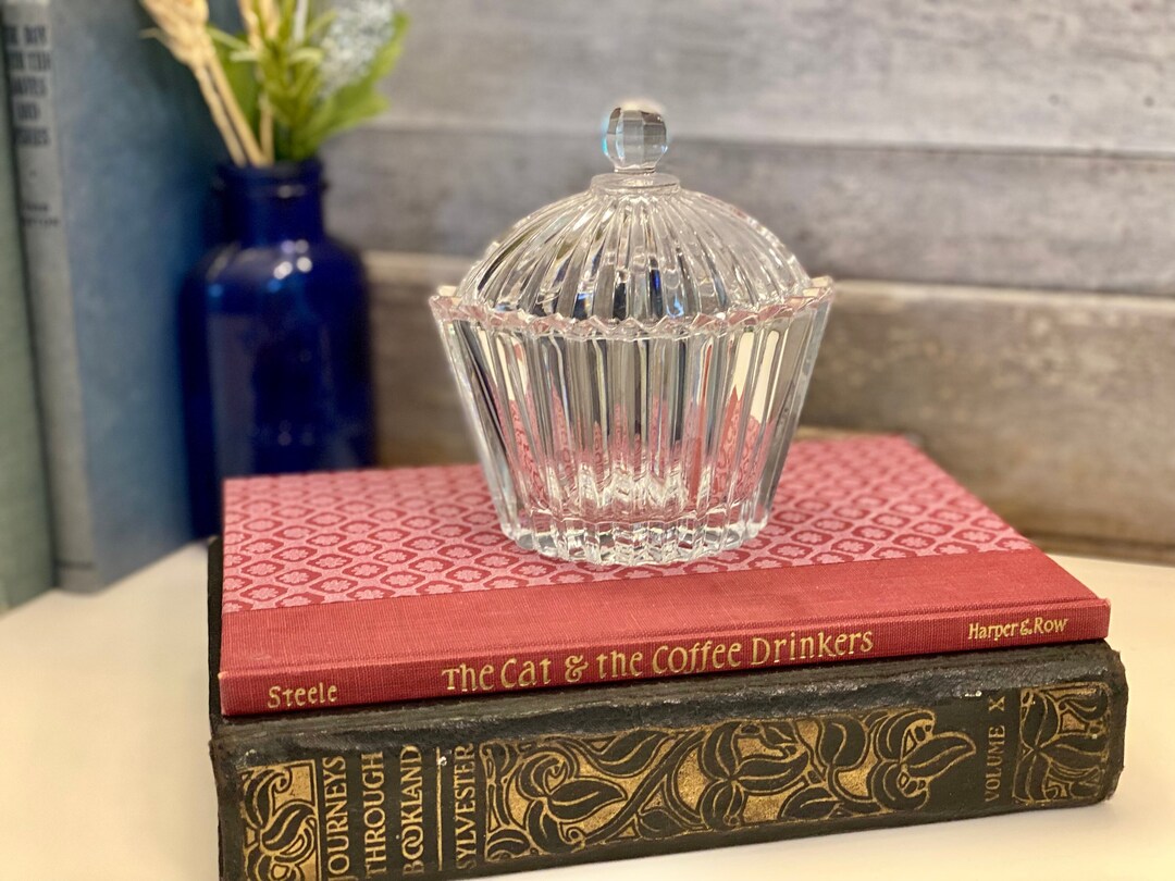 Vintage Crystal Oval Box With Lid by Mikasa Diamond Fire Ribbed Cut ...