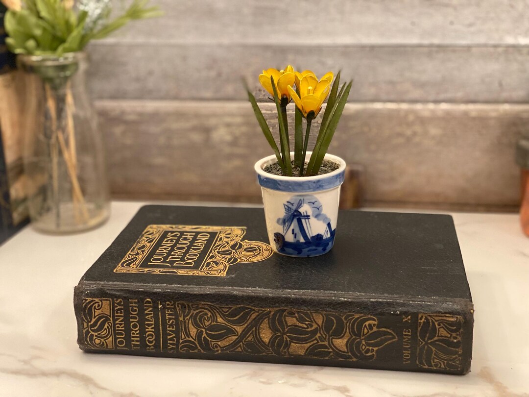 Vintage Enesco Delft Windmill Planter With Faux Crocus - Etsy