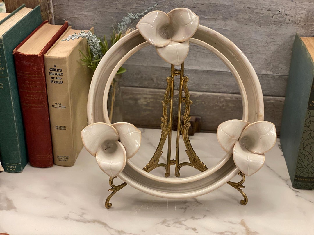 Vintage Ceramic Pansy Ring With Candle Holders | Floral Pansy Ring for ...