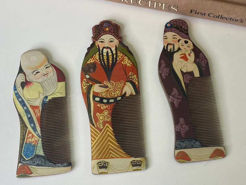 Vintage Hand Painted Chinese Shubi Fine Toothed Combs Gong - Etsy