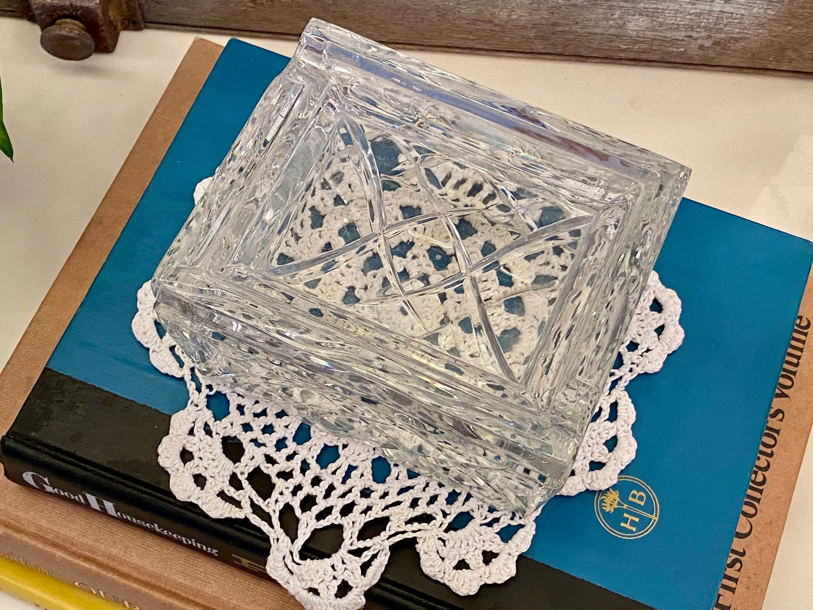 Vintage Lead Crystal Cigarette Box Ashtray | Heavy Lidded Glass Box ...