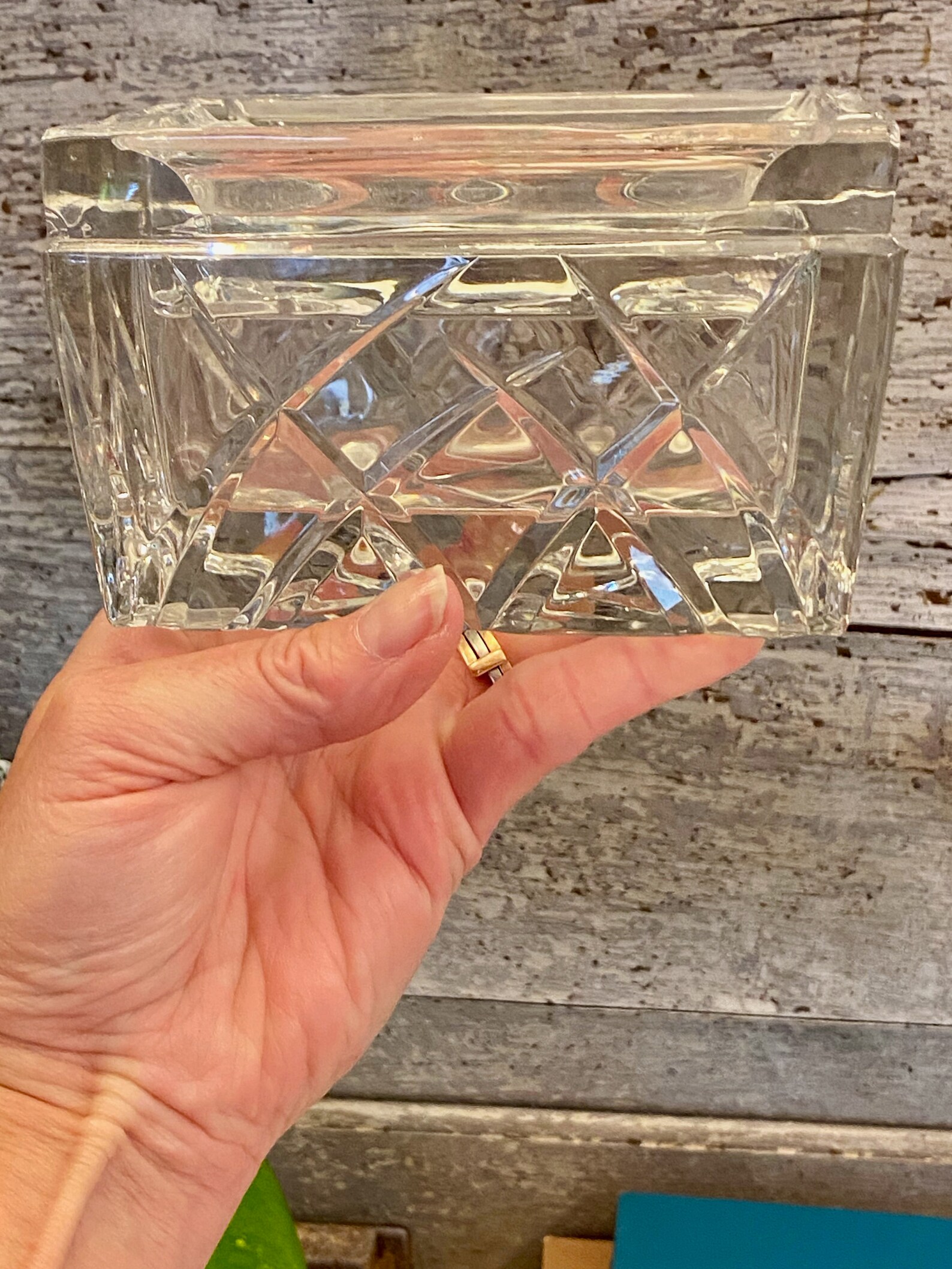 Vintage Lead Crystal Cigarette Box Ashtray | Heavy Lidded Glass Box ...