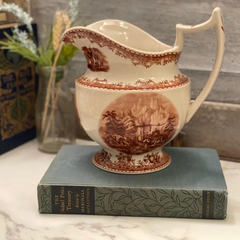 Brown Transferware Pitcher - Etsy