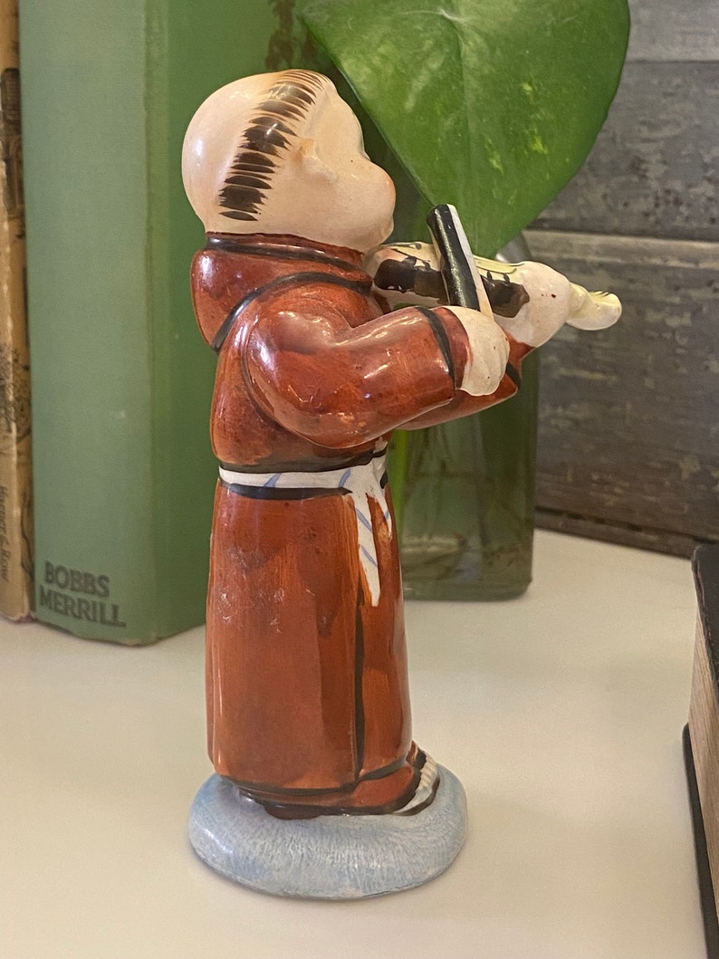 Vintage Violin Playing Monk Figurine | Hand Painted in Japan Musical ...