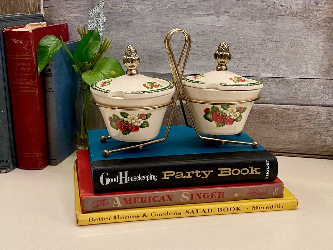 Vintage Jelly and Jam Ceramic Lidded Bowls and Carrier | USA Pottery ...