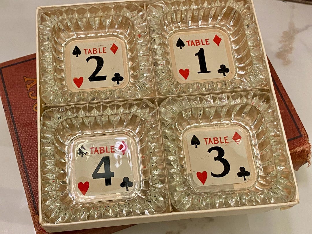 Vintage Poker/bridge Ash Trays | Retro Card Game Decor | Crystal Table ...