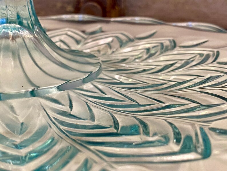 Light Blue Center Handled Glass Serving Tray | Starlight Blue by ...