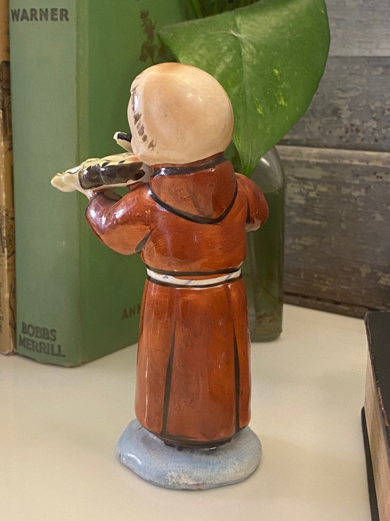 Vintage Violin Playing Monk Figurine | Hand Painted in Japan Musical ...