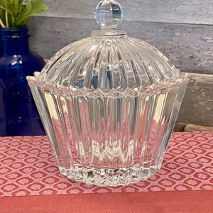 Vintage Crystal Oval Box With Lid by Mikasa Diamond Fire Ribbed Cut ...