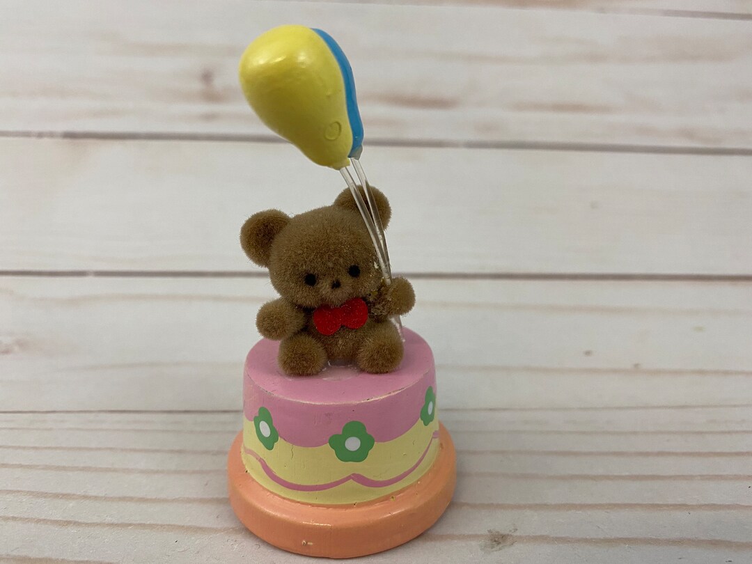 Enesco 1985 Fuzzy Teddy Bear Birthday Figurine 80s - Etsy