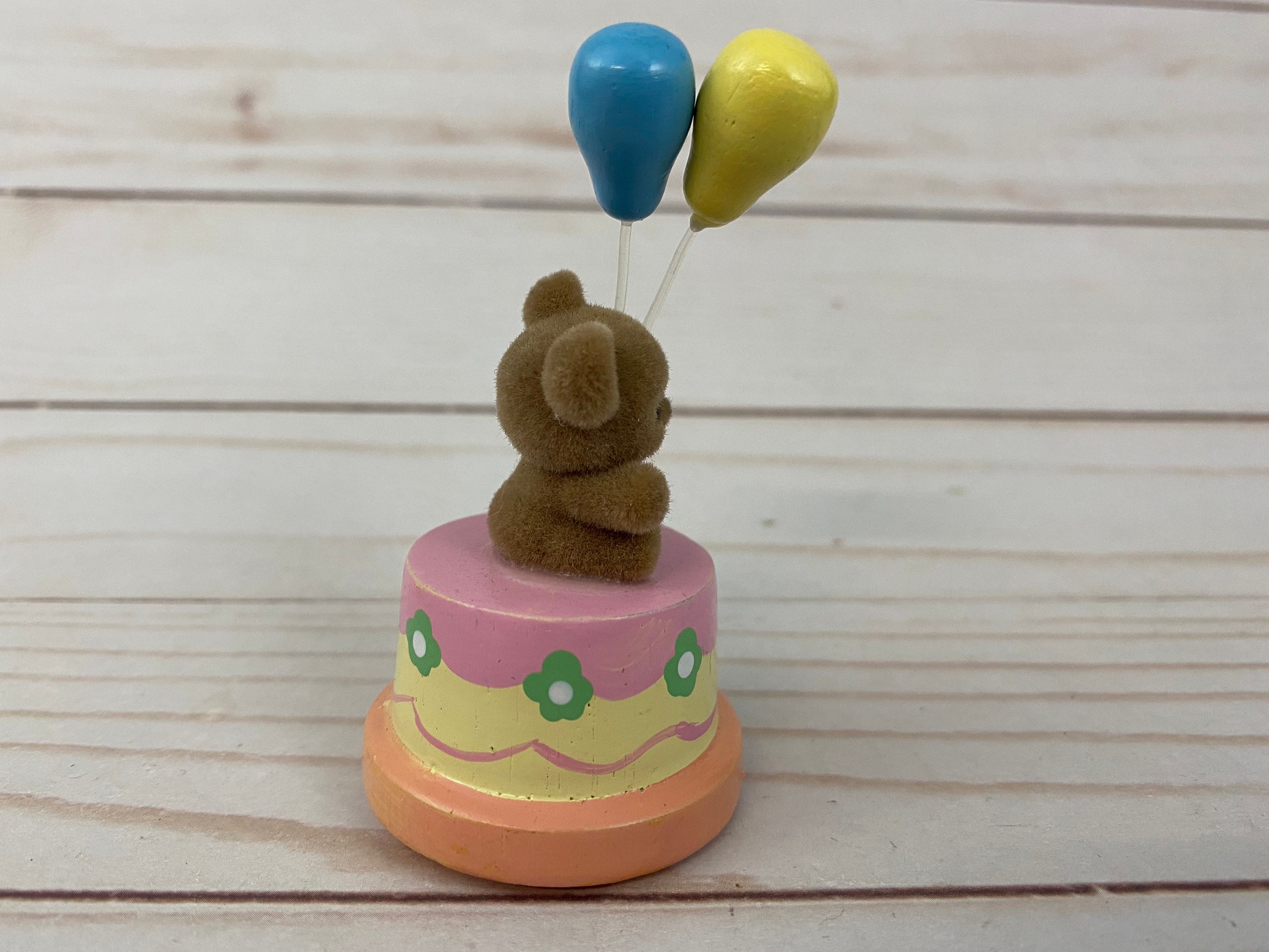 Enesco 1985 Fuzzy Teddy Bear Birthday Figurine 80s - Etsy