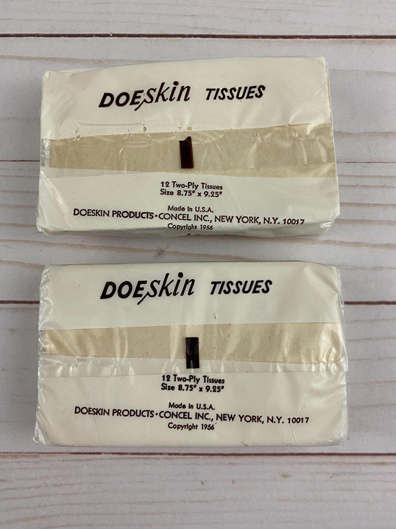 Vintage 1956 Doeskin Facial Tissues Small Soft Package Lot of 2 Movie ...
