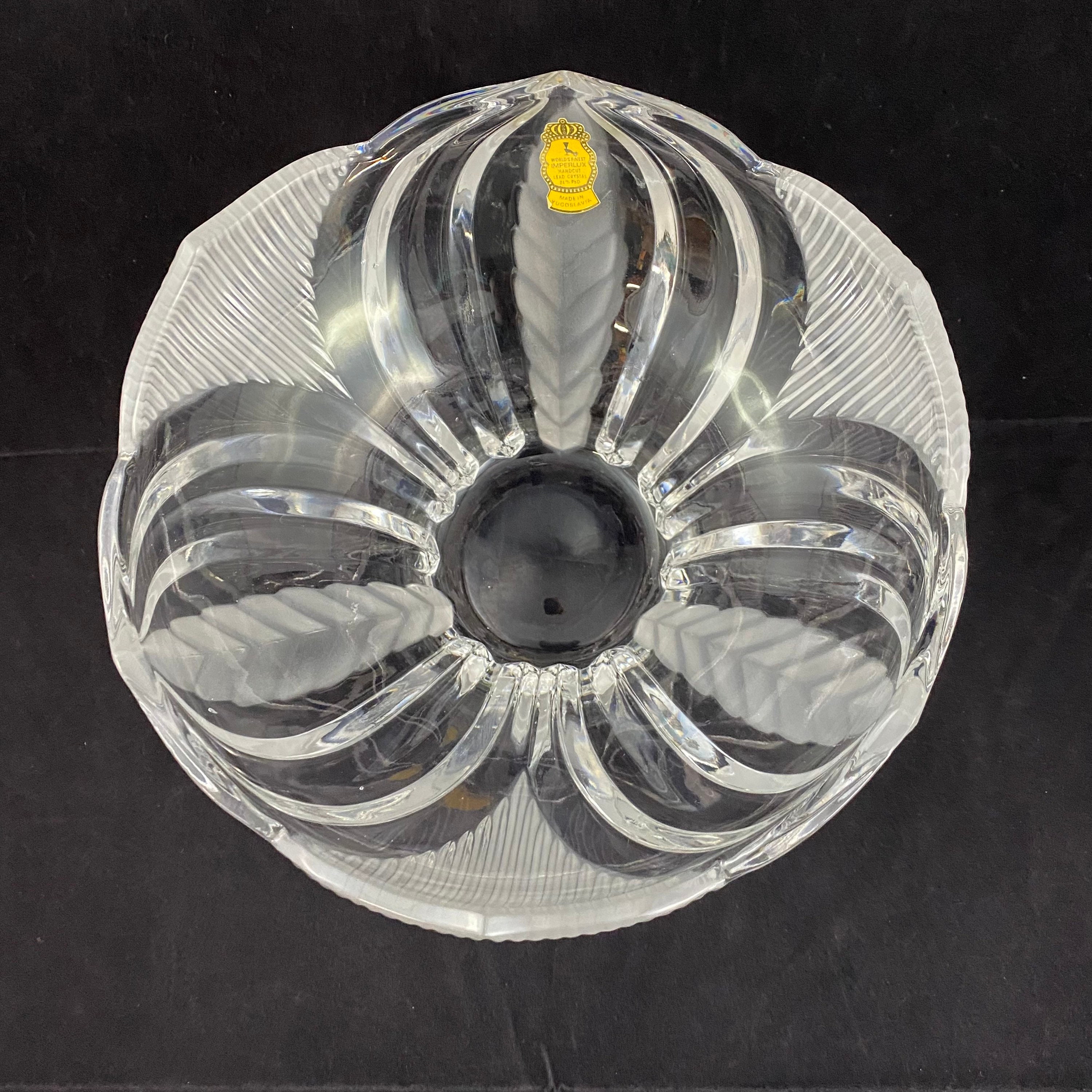 World’s Finest Imperlux 24% Lead Crystal Frosted Bowl Yugoslavia ...