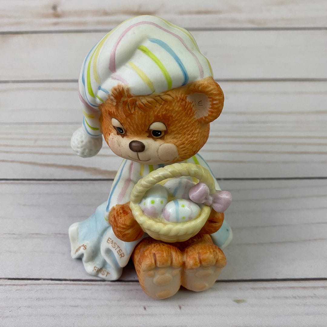Vintage 1983 Teddy Beddy Bear Baby 1st Easter Porcelain Figurine by ...