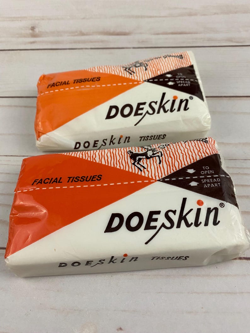 Vintage 1956 Doeskin Facial Tissues Small Soft Package Lot of 2 Movie ...