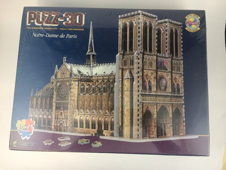 Puzz-3d Notre Dame De Paris Cathedral 952 Pieces Puzzle Wrebbit 1995 ...