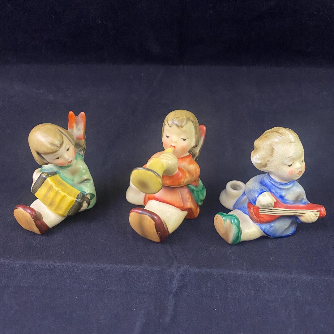 3x Hummel Angels W/ Instruments Goebel Single Candle Holder Vintage ...