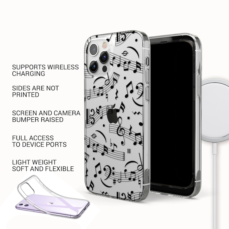 Music Notes Clear Soft Phone Case Musical Cover for Iphone 12 - Etsy