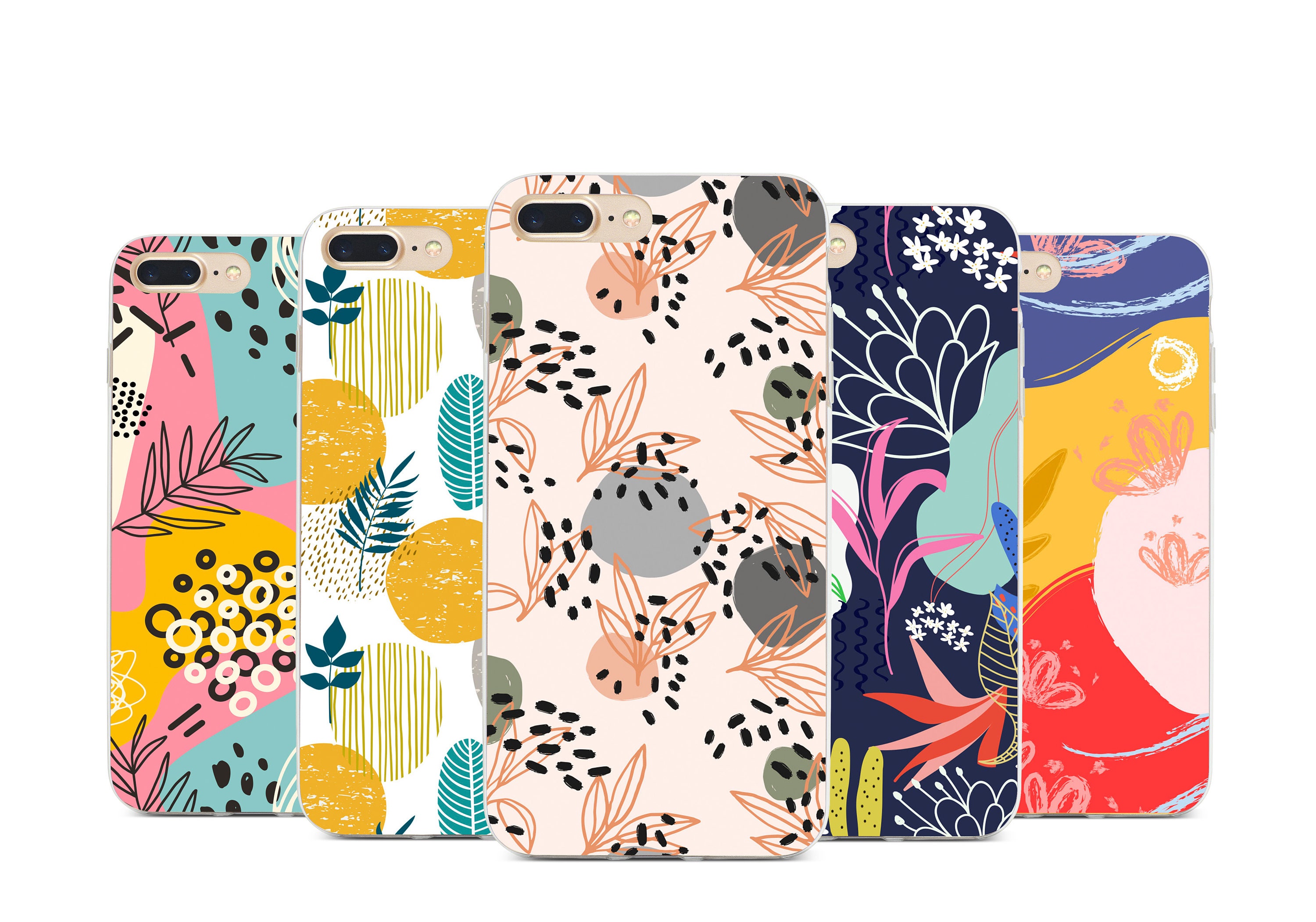 Modern Abstract Art Flowers Soft Rubber Phone Case Cover for | Etsy