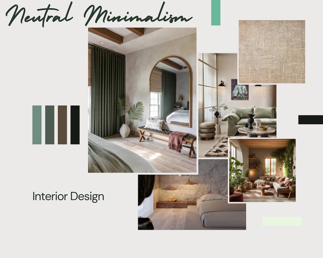 Neutral Minimalism Mood Board Interior Design - Customisable PDF - Etsy