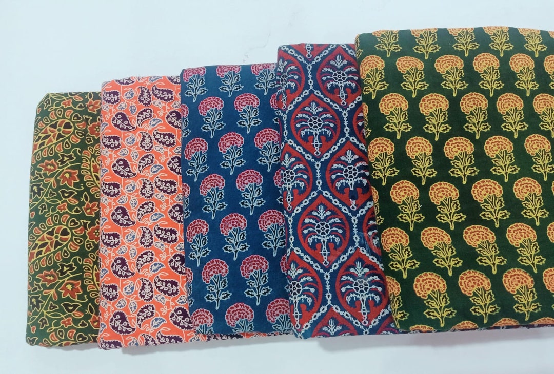 By the Yard Beautiful Ajrak Print Fabric Indian Hand Block Print ...