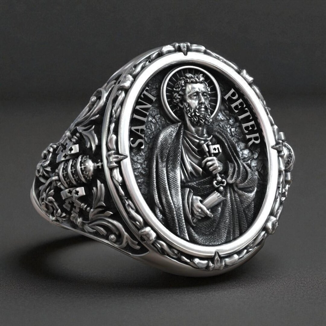 Saint Peter Apostle Signet Ring – Handmade Christian Ring With Keys of ...