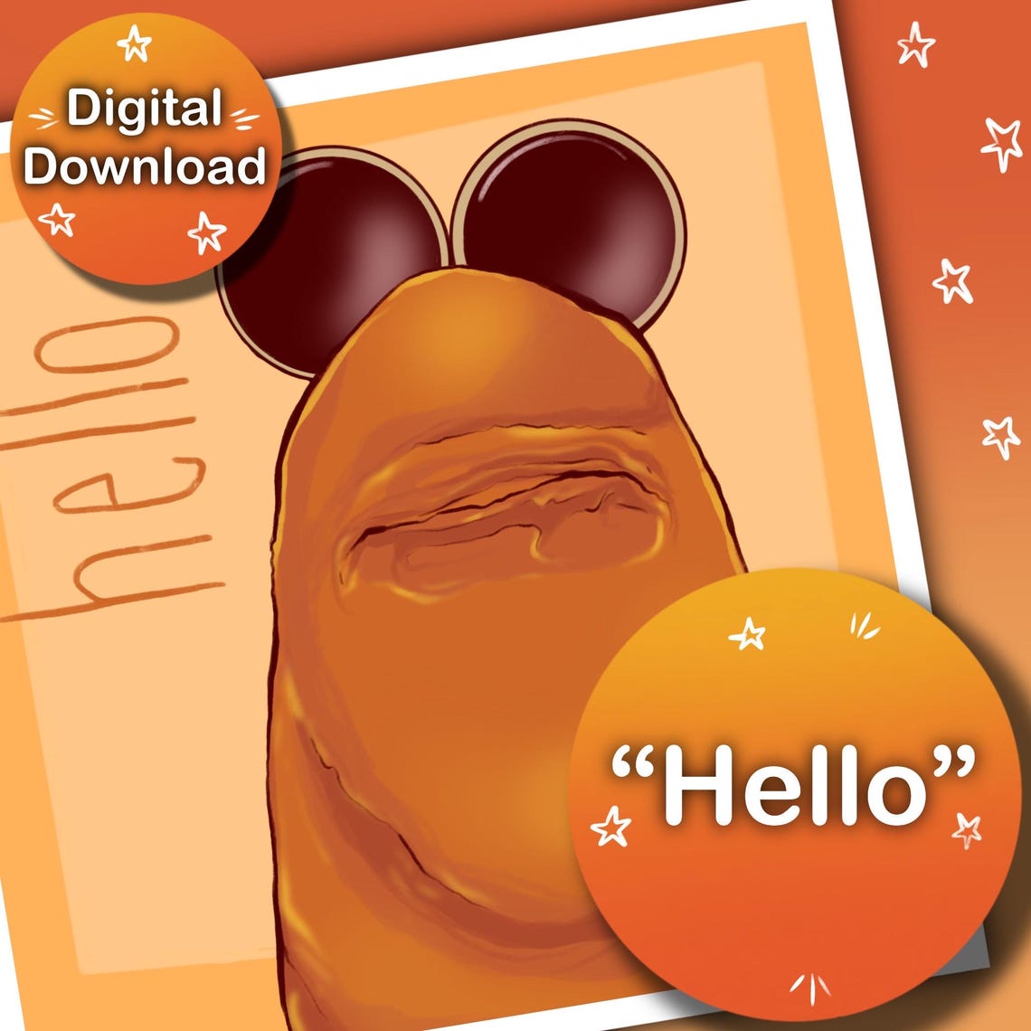 Digital Download | Hello | Marcus the Worm Art PNG/PDF/JPEG Download - Etsy
