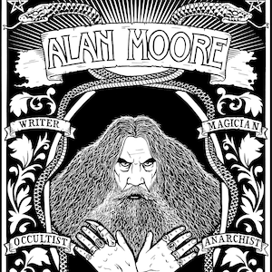 Alan Moore A3 Black and White Print - Etsy
