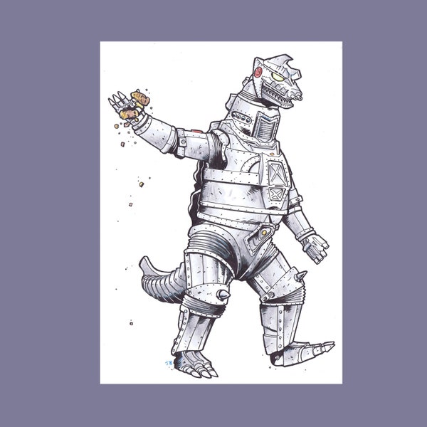 Mechagodzilla Drawing - Etsy
