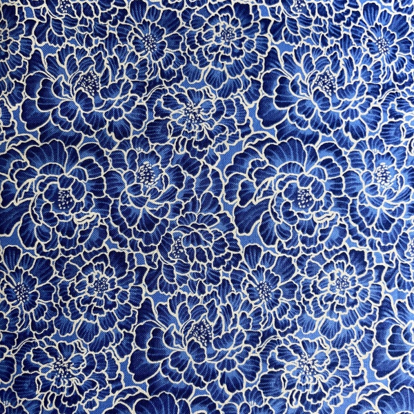Blue Floral Fabric - Etsy