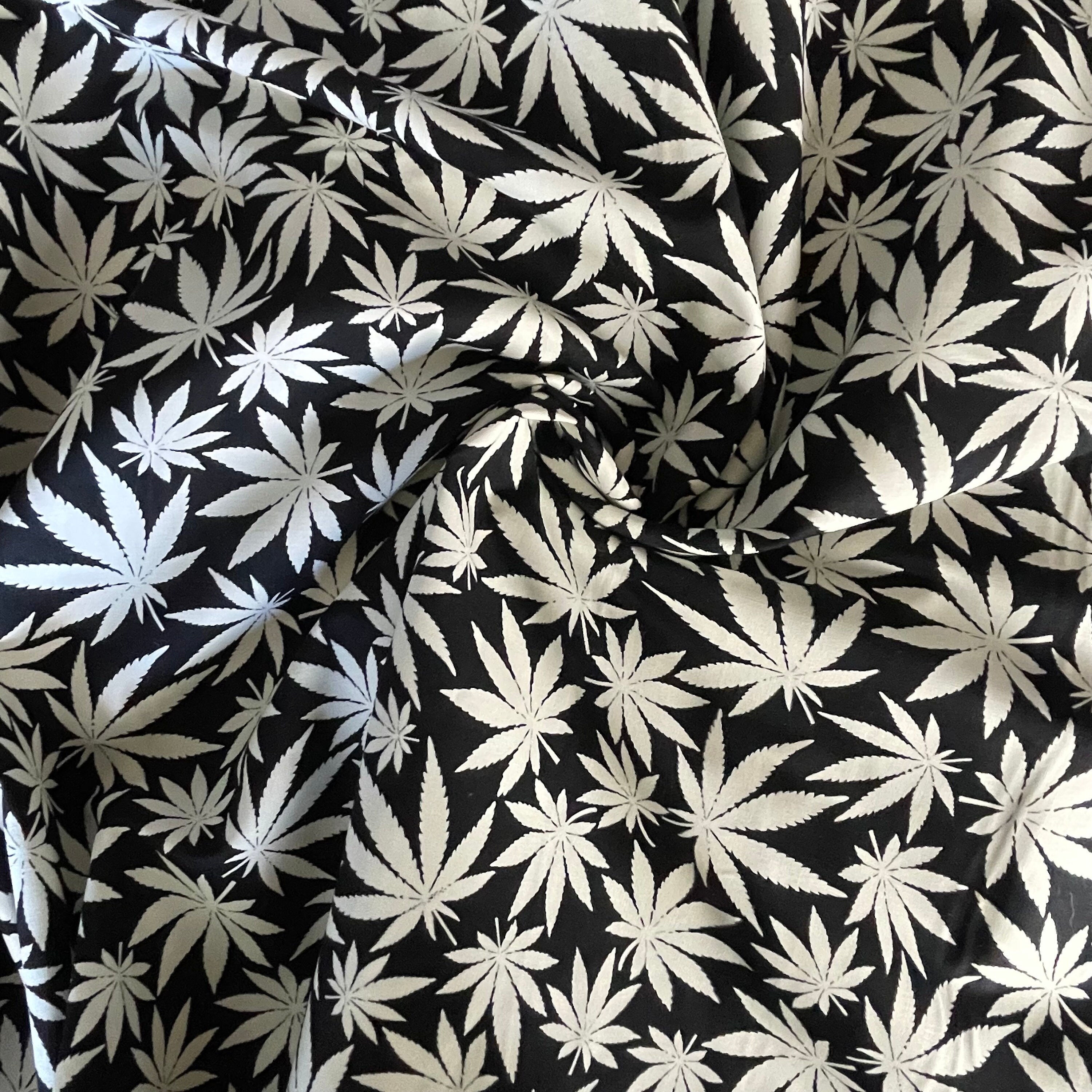 Cannabis Fabric Pot Leafs Glow in the Dark Timeless Treasures Fabric ...