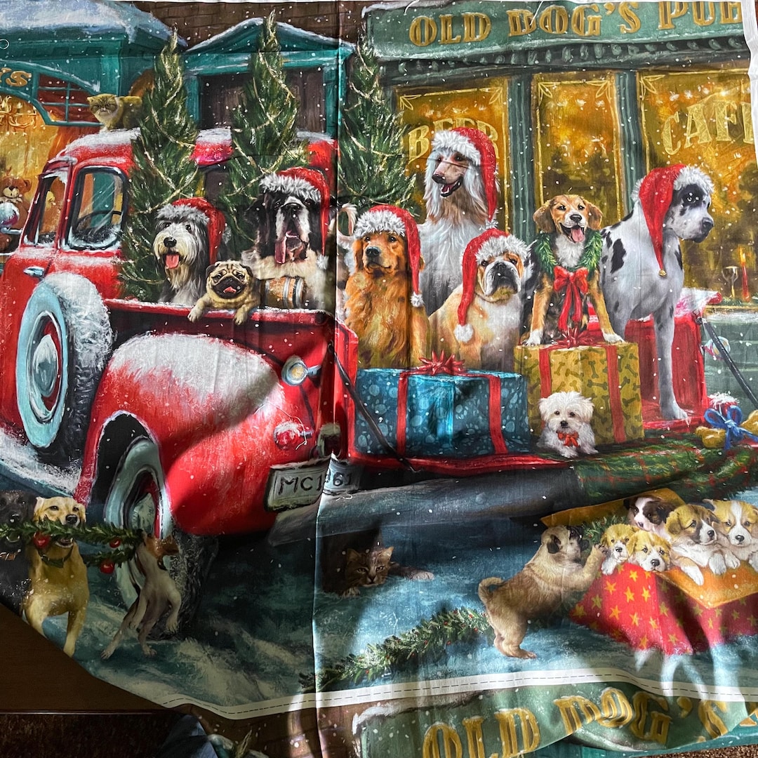 Dogs on Truck Fabric 36christmas Panel by Riley Blake Designs - Etsy