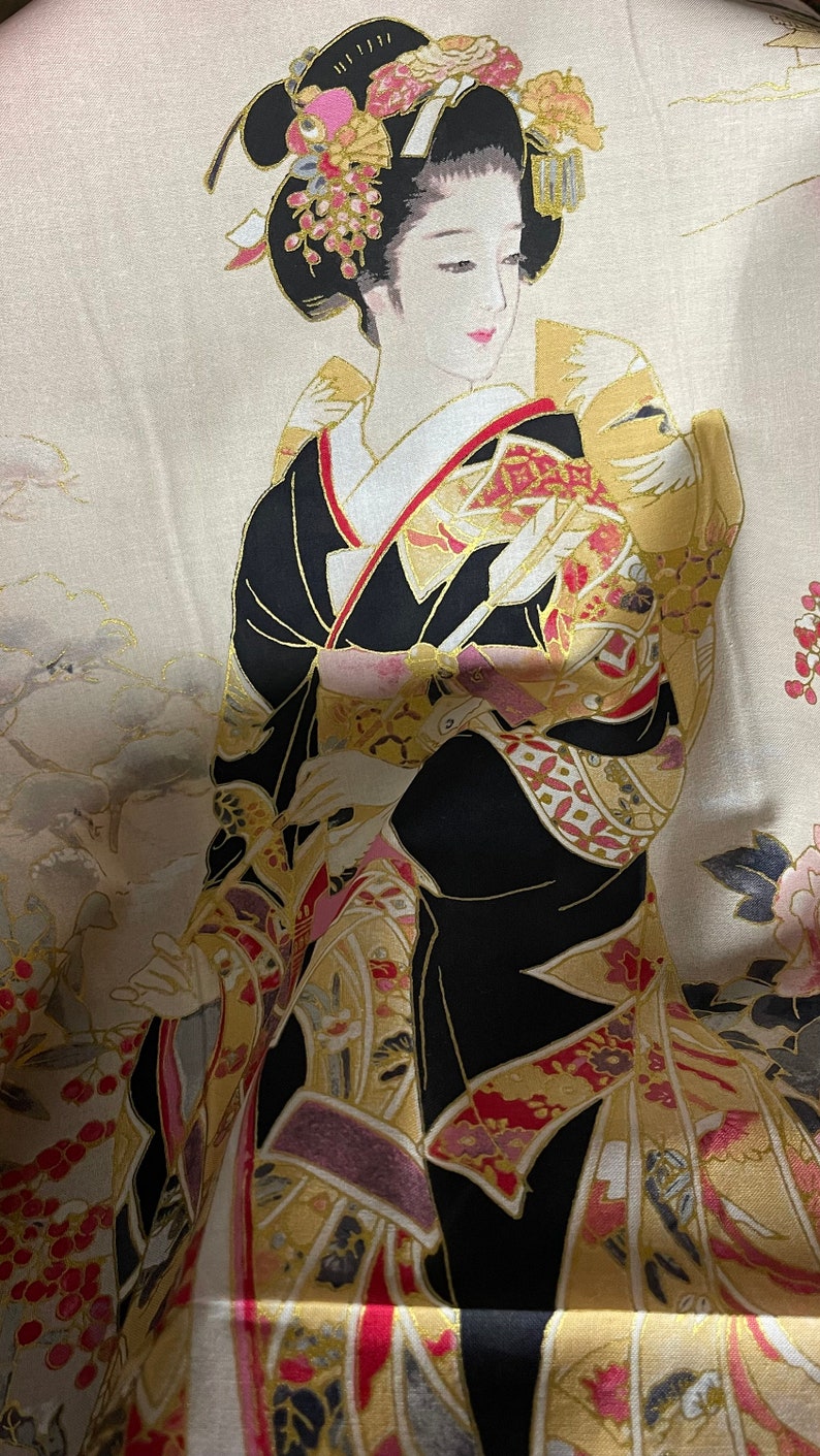Timeless Treasures Geisha Fabric Asian Fabric Geisha Panel Camellia W ...