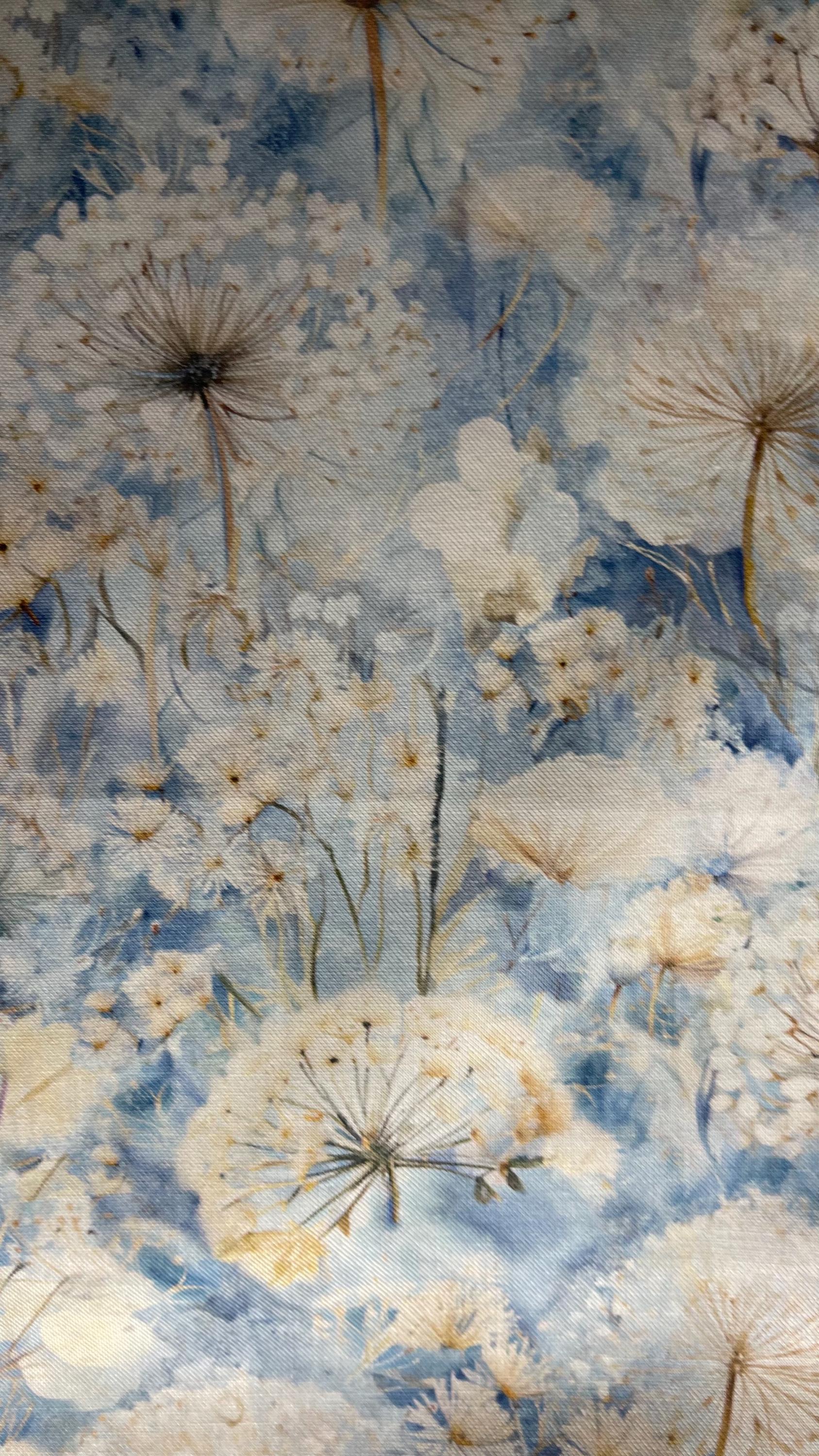Timeless Treasure Wisper Dandelion Field Sky Boarders Large Flowers ...