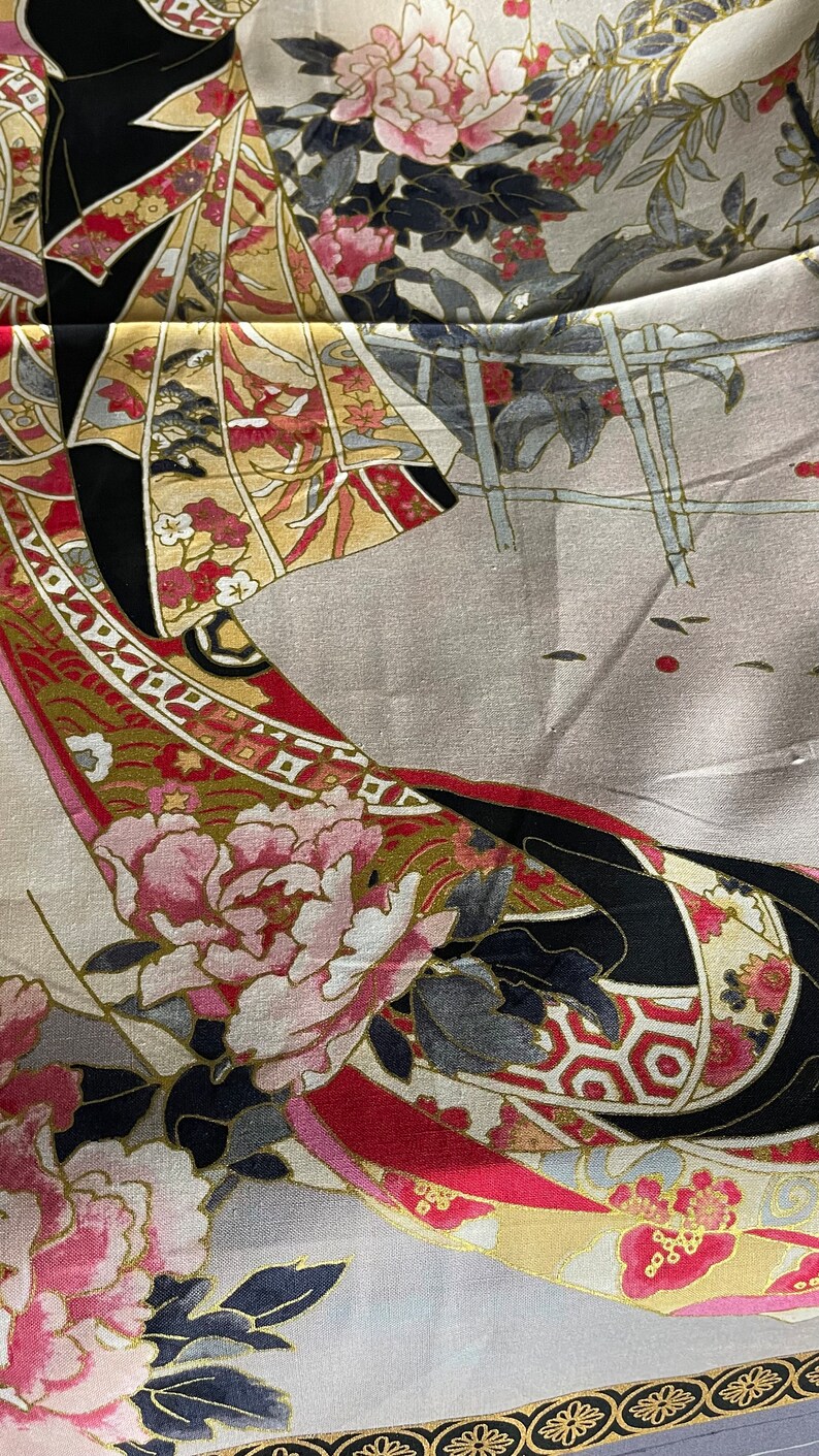 Timeless Treasures Geisha Fabric Asian Fabric Geisha Panel Camellia W ...