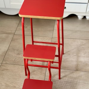 Fold Out Step Stool Adult Metal and Wood, 3 Step Ladder, Library Steps ...