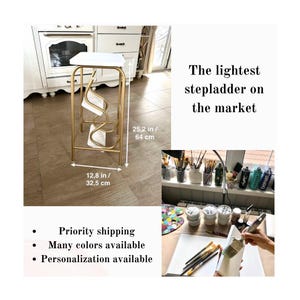 Step Stool, Folding Step Ladder, Sage Green Stepladder, Library Steps ...