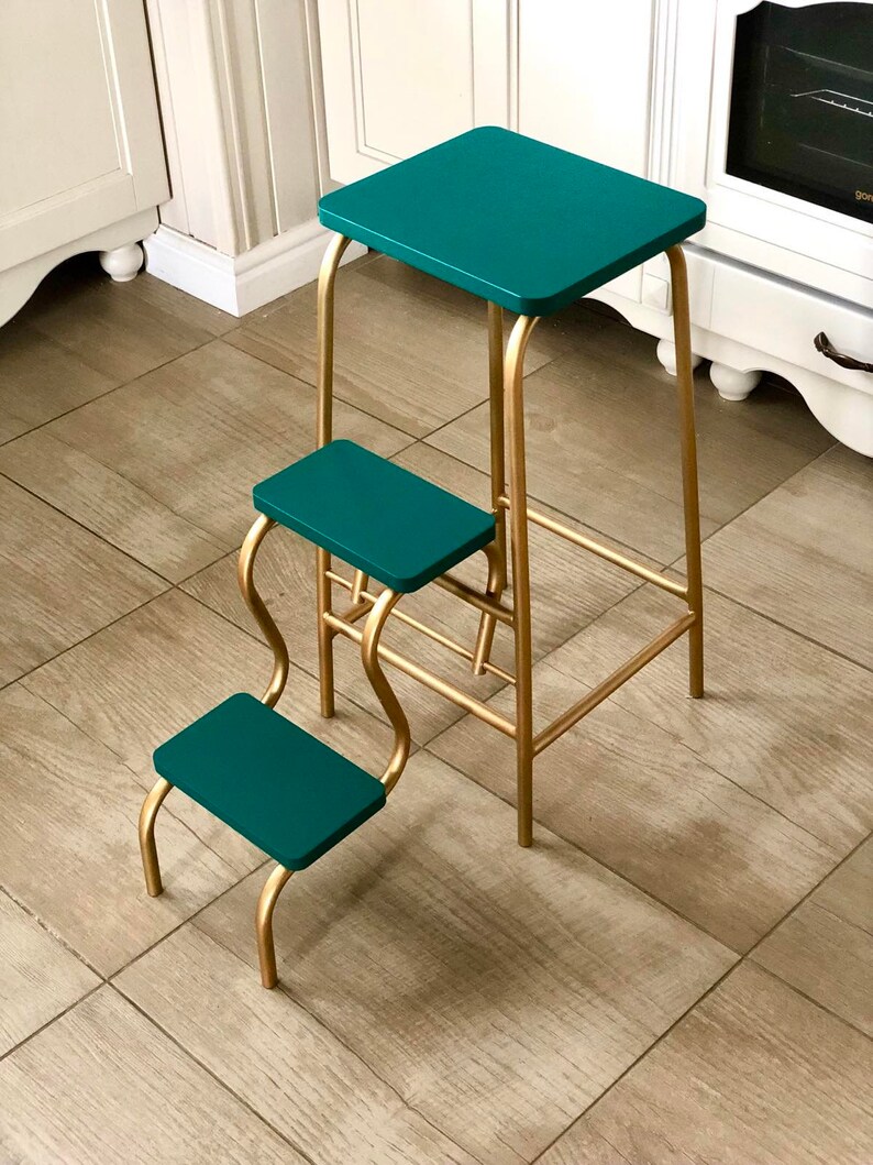 Emerald Green Step Stool Adult Step Ladder With Golden Legs - Etsy