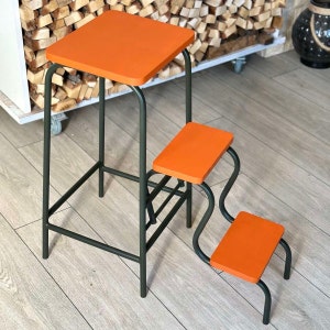 Folding Step Stool With Seat, Steel Ladder, Library Stairs, Folding Bar ...