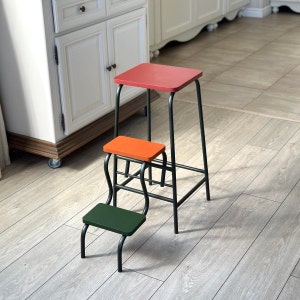 Retro Step Ladder, Step Stool Adult, Folding Library Ladder Chair ...